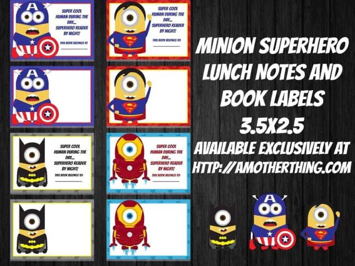 Free Printable Minion Superhero Book Labels and Lunch Box Notes | It's ...