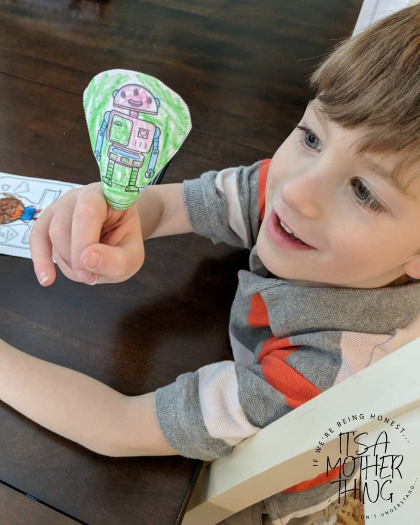 Printable Robot Finger Puppet Valentines | It's a Mother Thing