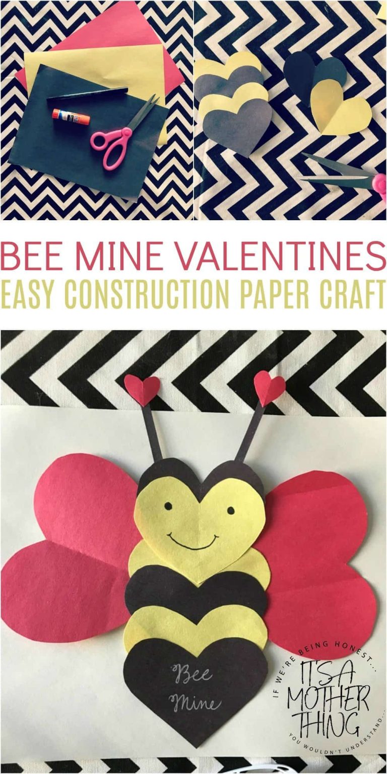 "Bee" Mine Valentine | Easy Construction Paper Craft | It's a Mother Thing