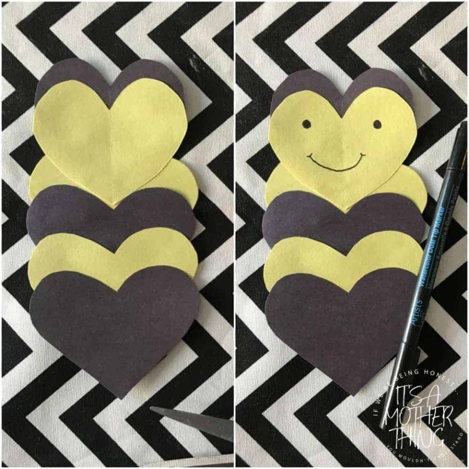 "Bee" Mine Valentine | Easy Construction Paper Craft | It's a Mother Thing