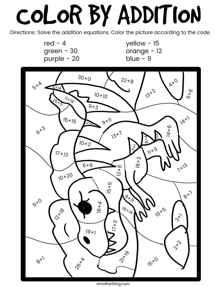 Color By Addition Dinosaur Workbook | It's a Mother Thing