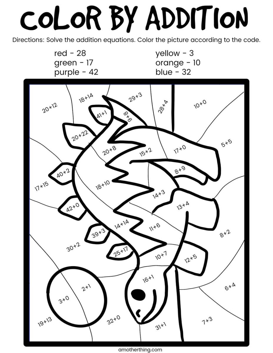Color By Addition Dinosaur Workbook | It's a Mother Thing