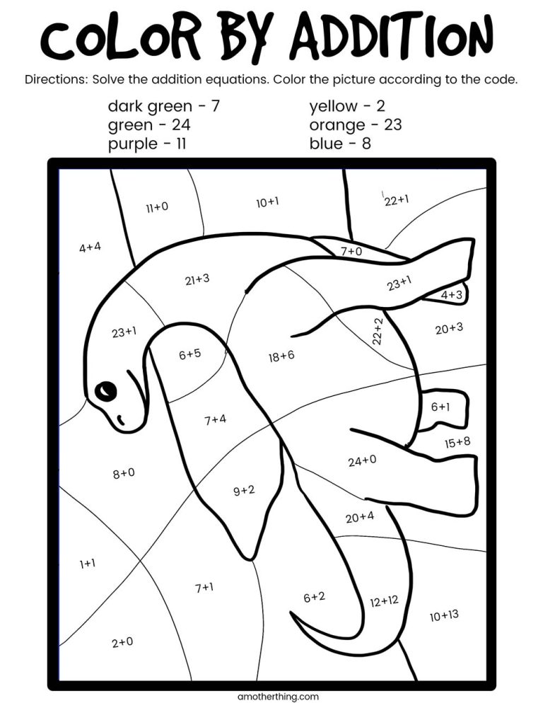 Color By Addition Dinosaur Workbook | It's a Mother Thing