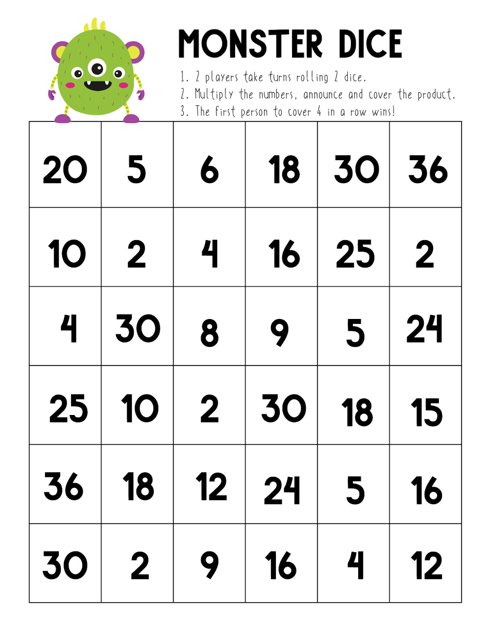 Free Printable Monster Math Practice Games It s A Mother Thing