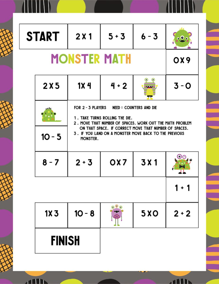 Free Printable Monster Math Practice Games | It's a Mother Thing