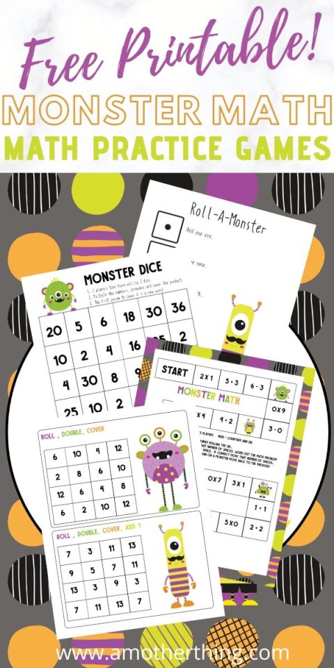 Free Printable Monster Math Practice Games | It's a Mother Thing