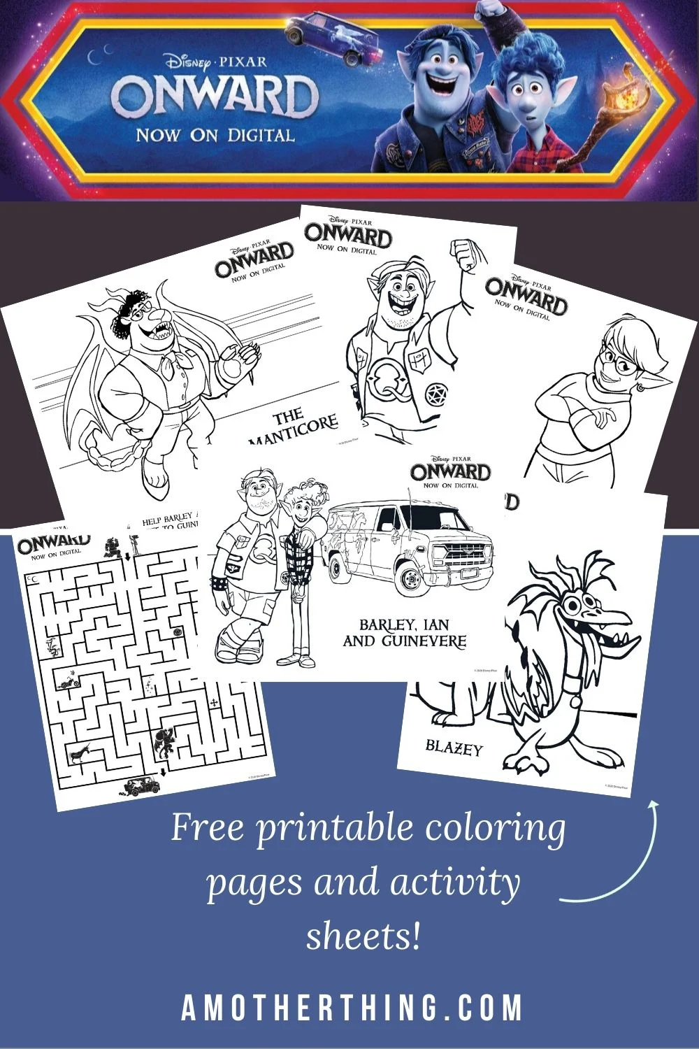 Disney/Pixar ONWARD Printable Coloring Pages and Activity Sheets