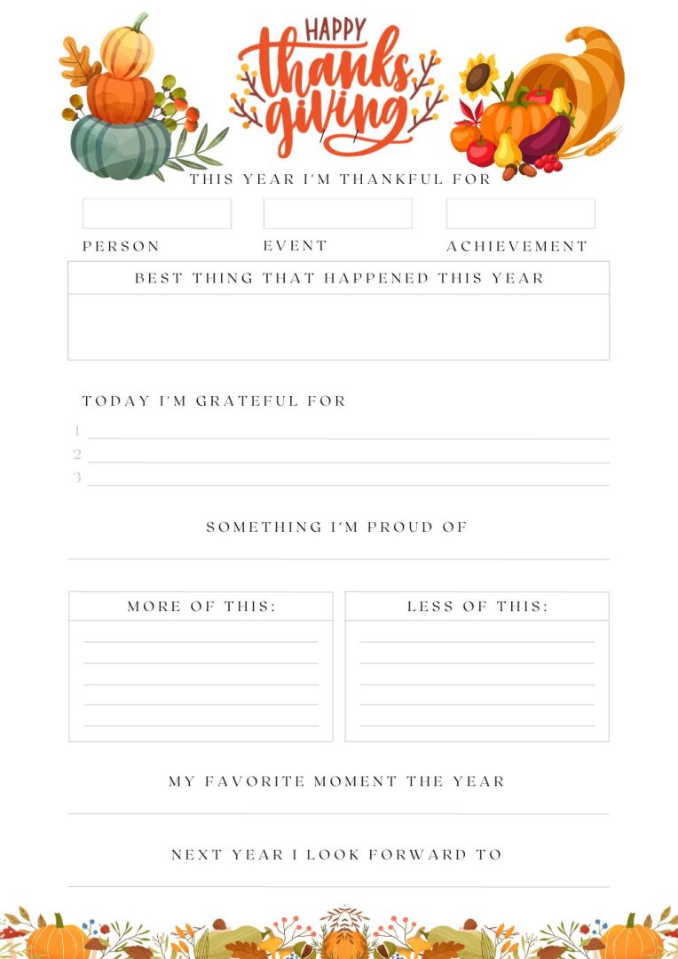 Printable Thanksgiving Family Gratitude Journal | It's a Mother Thing
